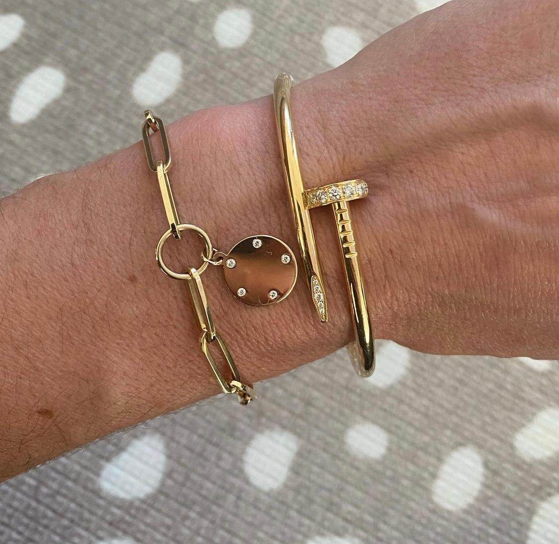 Diamond Token Bracelet 14k Yellow Gold For Sale at 1stDibs