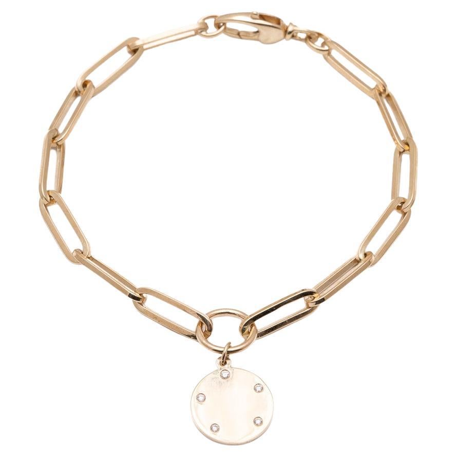 Diamond Token Bracelet 14k Yellow Gold For Sale at 1stDibs