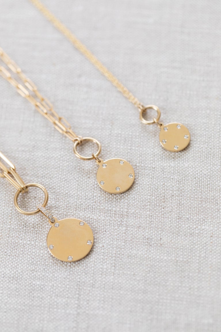 Diamond Token Necklace 14K Yellow Gold For Sale at 1stDibs