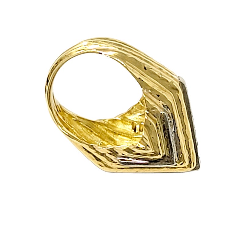 Diamond Tower Dome Chevron Cocktail Ring 14 Karat Yellow Gold F-G / VS ...