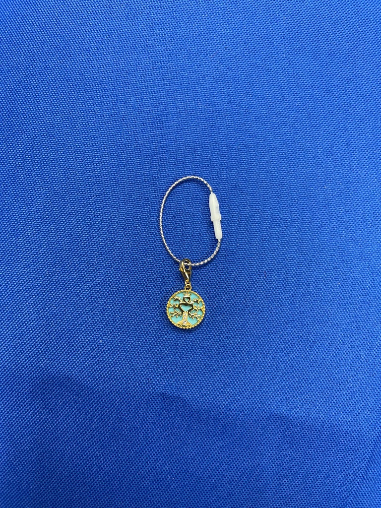 Diamond Tree of Life Yellow Gold Medallion Charm Teal Blue Turquoise ...