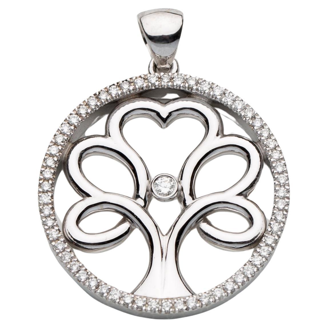 Diamond Tree of life pendant in 18kt white gold For Sale at 1stDibs