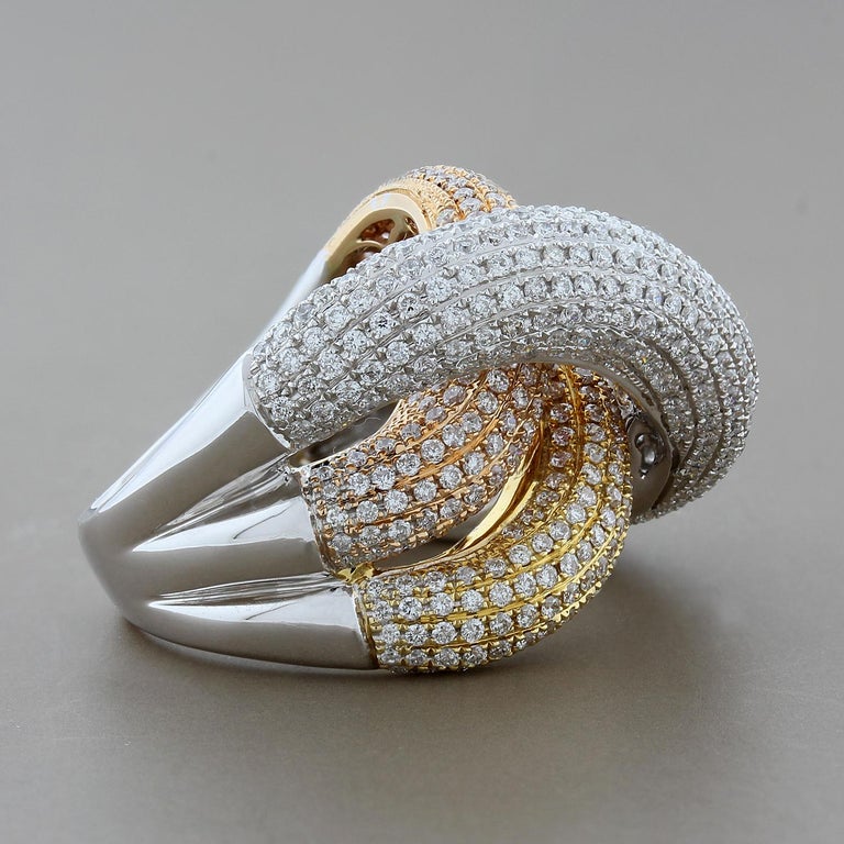 Diamond Tri-Tone Gold Crossover Ring at 1stDibs