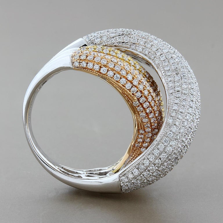 Diamond Tri-Tone Gold Crossover Ring at 1stDibs