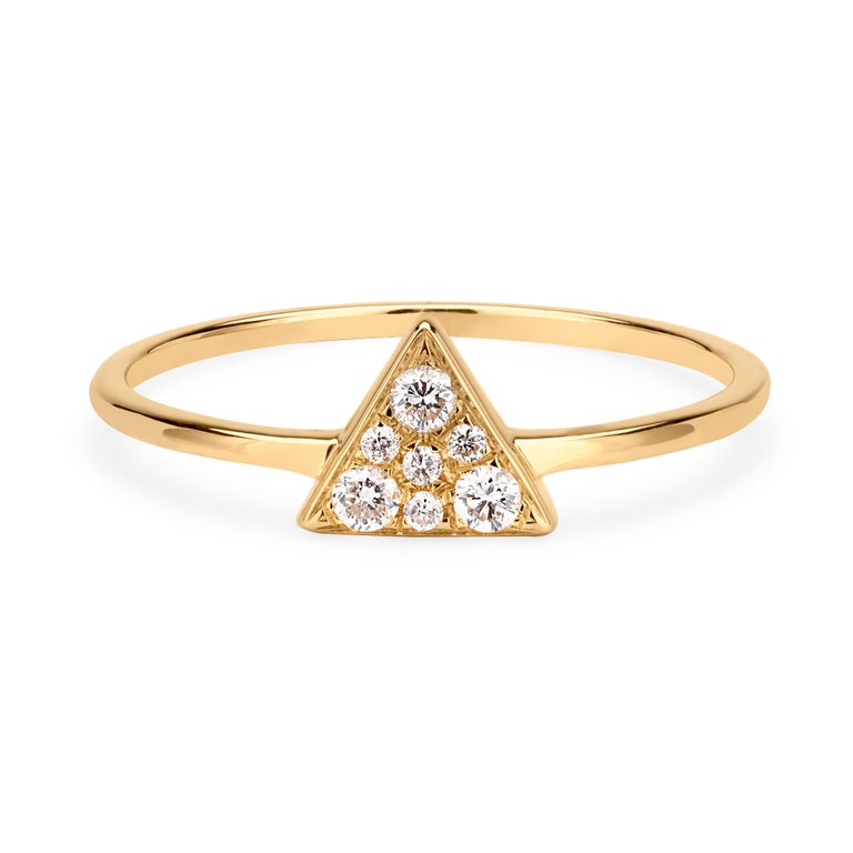 Luxle Diamond Triangle Ring in 18k Yellow Gold For Sale at 1stDibs