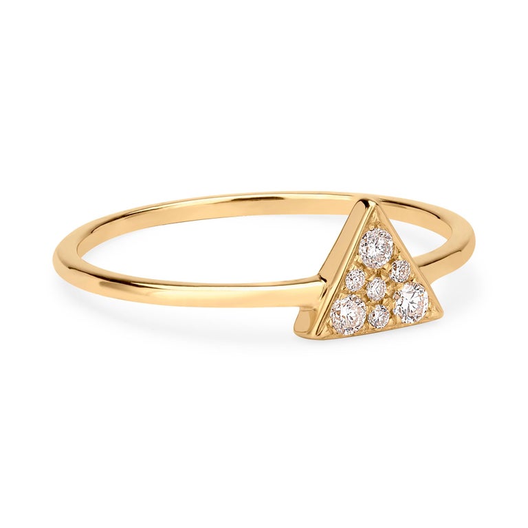 Luxle Diamond Triangle Ring in 18k Yellow Gold For Sale at 1stDibs