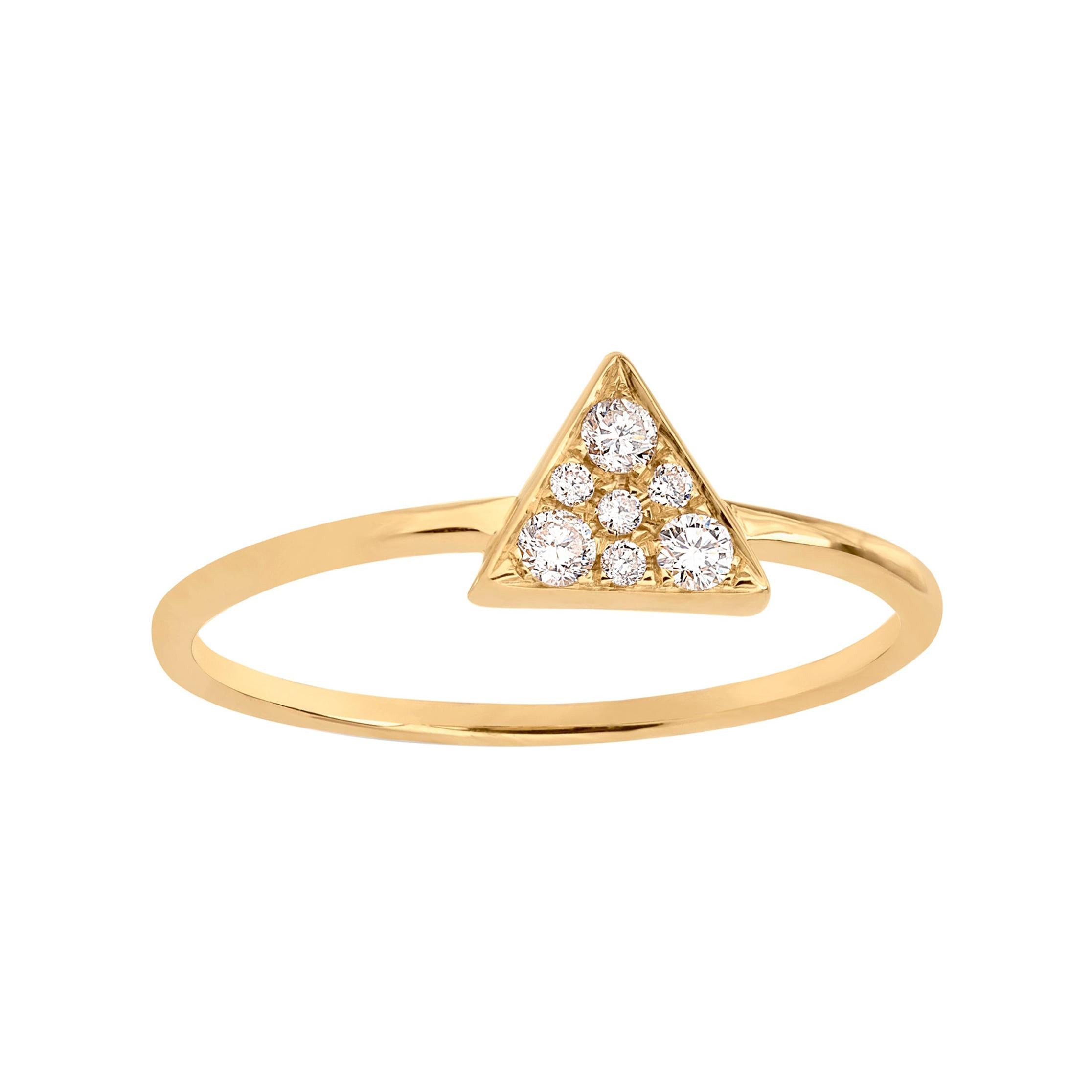 18 Karat Yellow Gold Floating Triangle Geometric Ring For Sale at 1stDibs