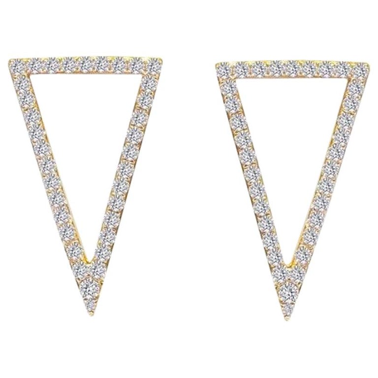 Diamond Triangles Earring in 18 Karat Gold For Sale (Free Shipping) at ...