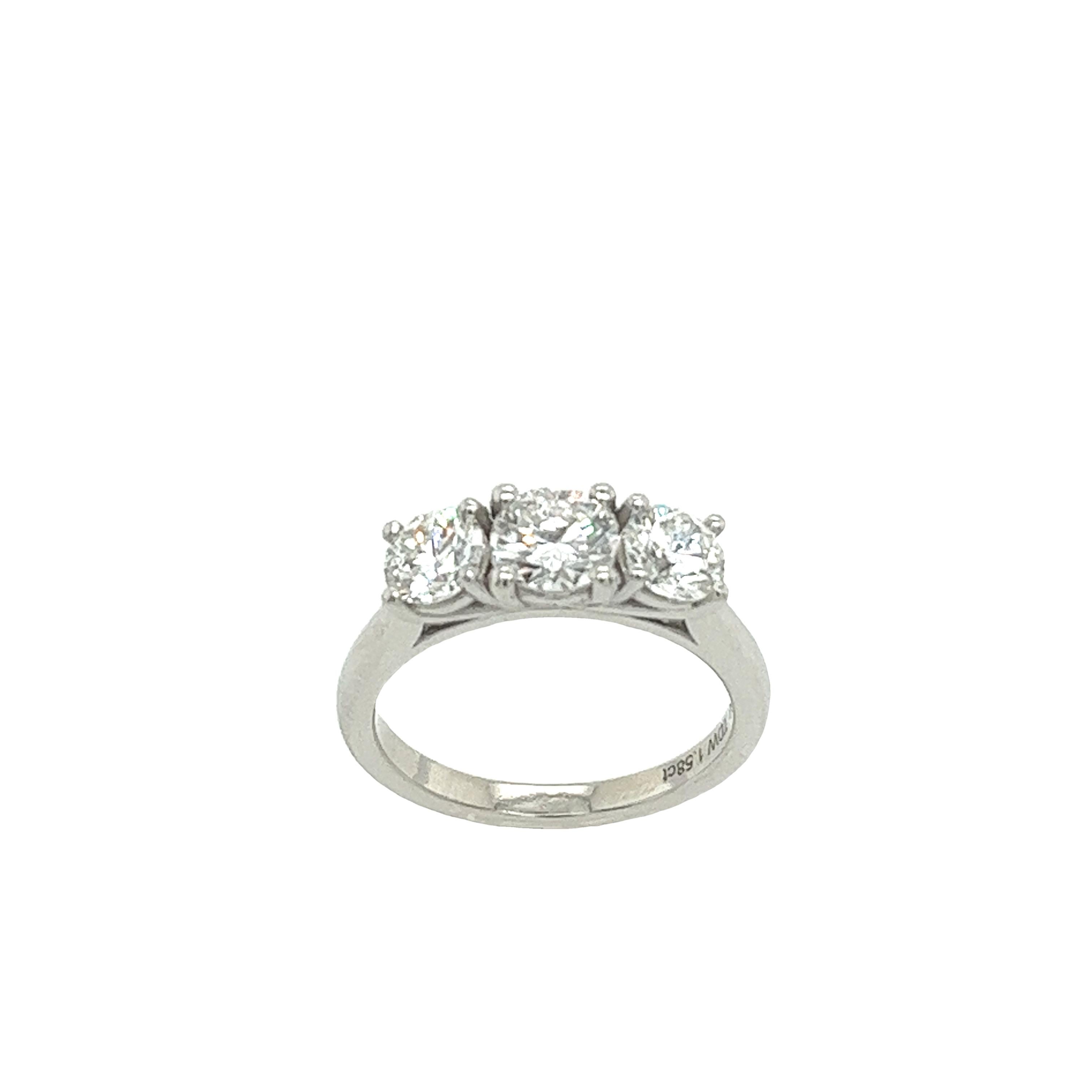 Diamond Trilogy Ring, Set With 1.58ct of Natural Diamonds In Platinum ...