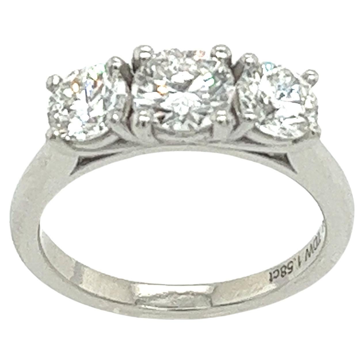 Diamond Trilogy Ring, Set With 1.58ct of Natural Diamonds In Platinum ...