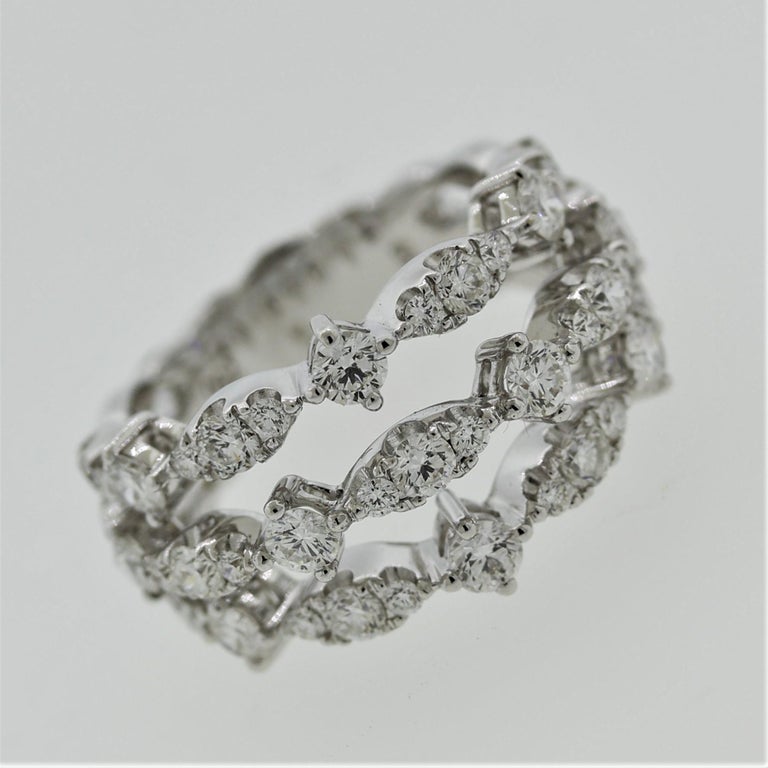 Diamond Triple Gold Band Ring For Sale at 1stDibs