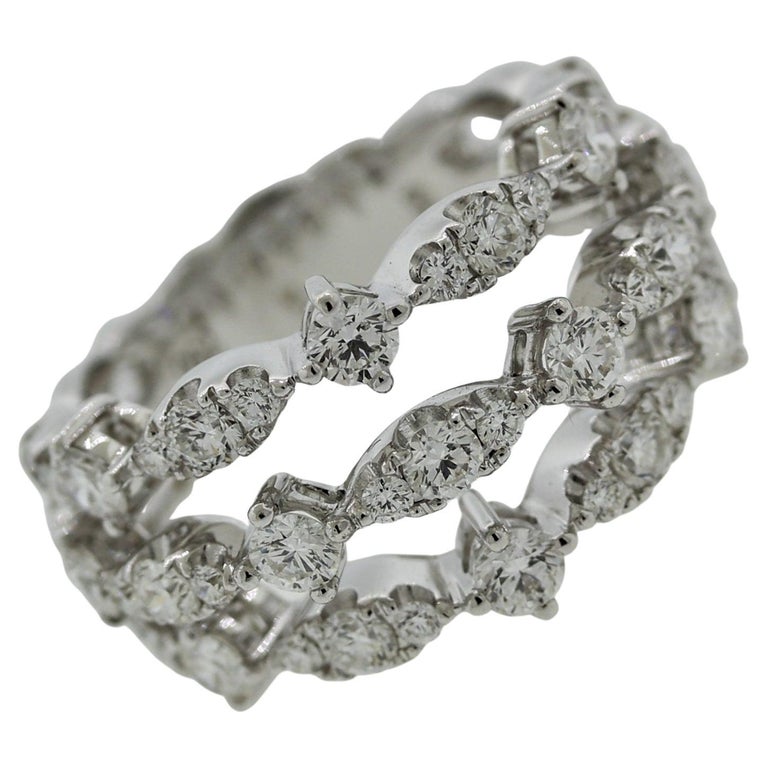 Diamond Triple Gold Band Ring For Sale at 1stDibs