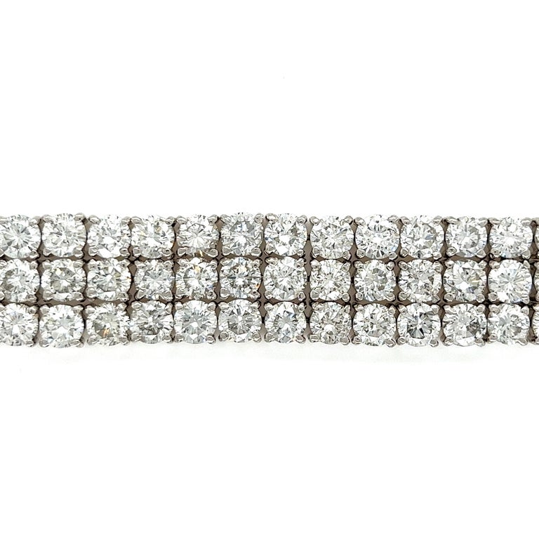 Diamond Triple Row Art Deco Revival Platinum Line Bracelet Estate Fine ...