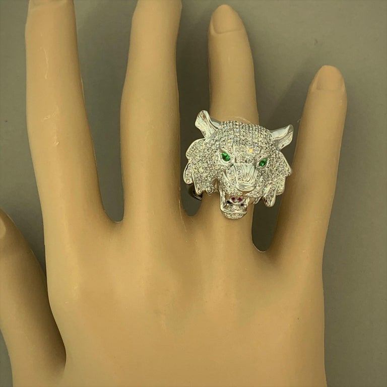 Diamond Tsavorite Ruby Lion Ring For Sale (Free Shipping) at 1stDibs