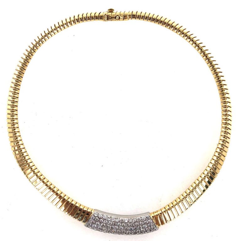 Diamond Tubogas Two-Tone 18 Karat Gold Choker Necklace at 1stDibs