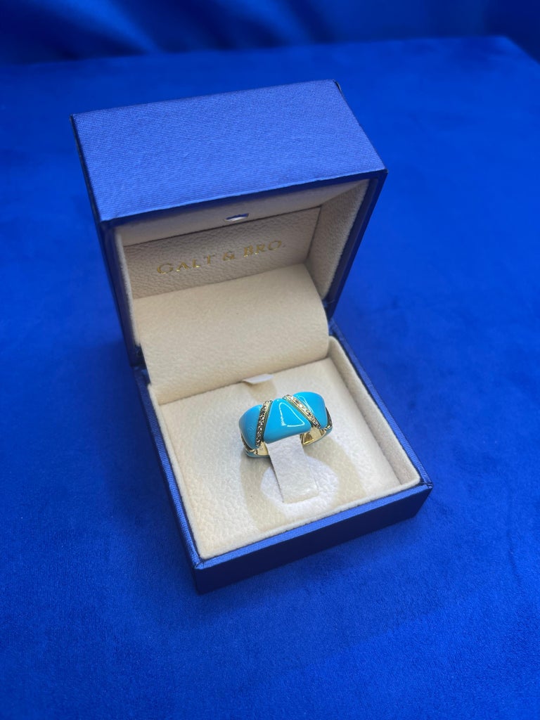 Diamond Turquoise Light Blue Enamel Eternity Band Unique Stretch 18K ...