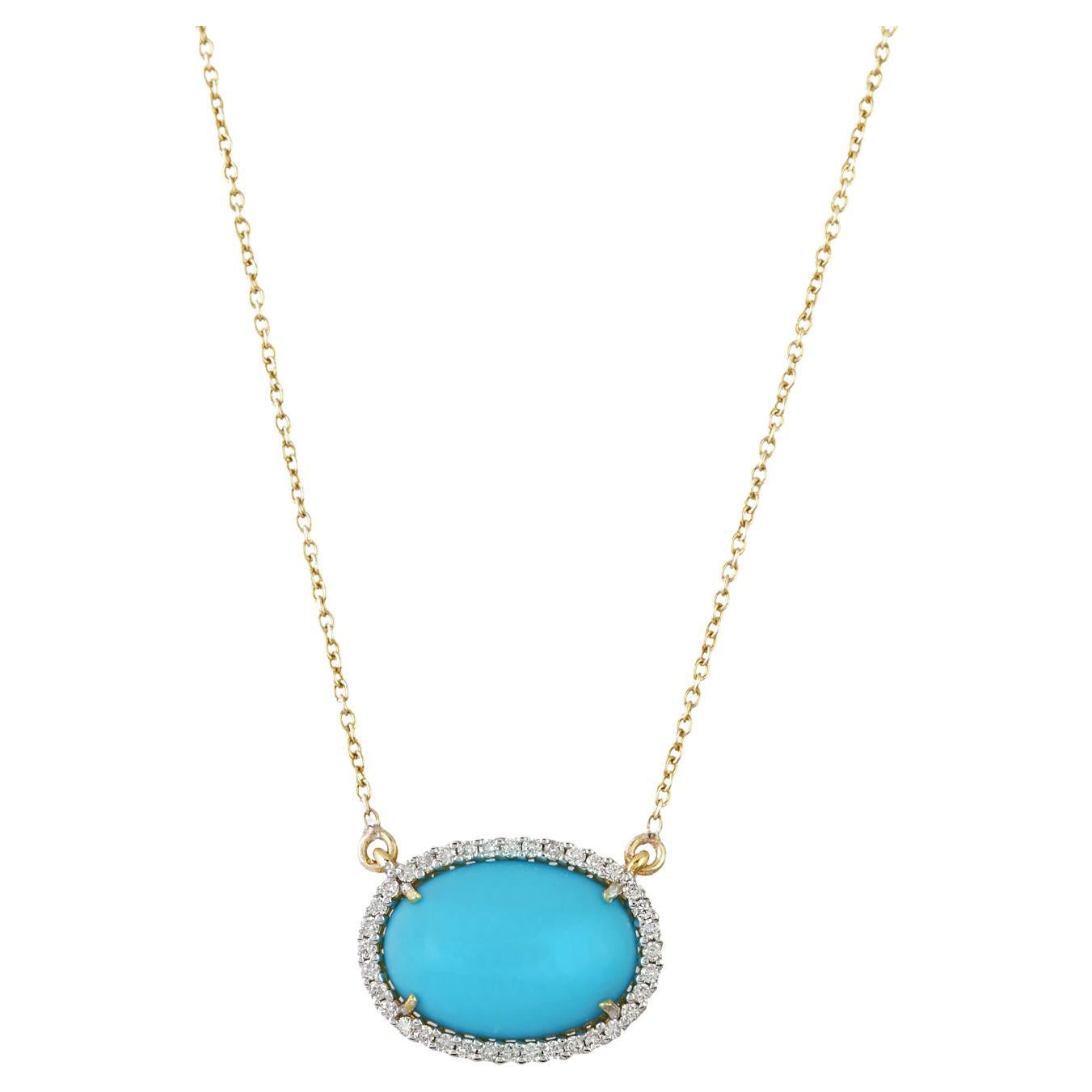 Turquoise Diamond Gold Pendant For Sale at 1stDibs