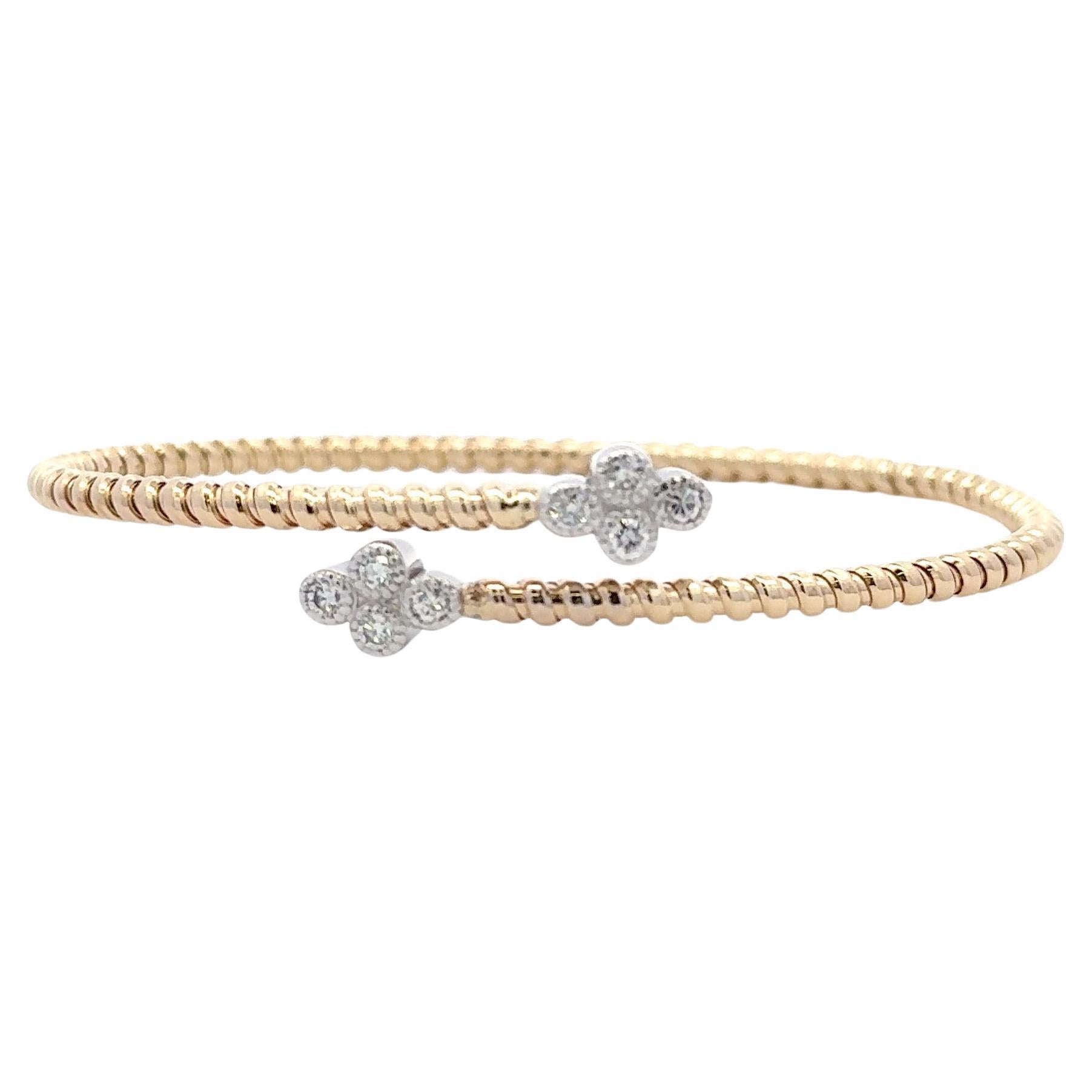 Diamond Twist Bypass Bangle Bracelet 0.31 Carats 14 Karat White Yellow ...