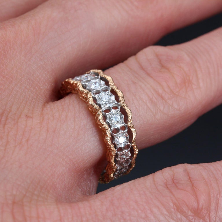 Diamond Two Color Gold Filigree Ring For Sale at 1stDibs