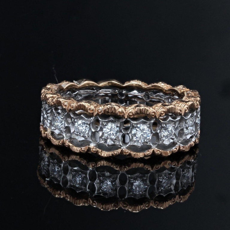 Diamond Two Color Gold Filigree Ring For Sale at 1stDibs