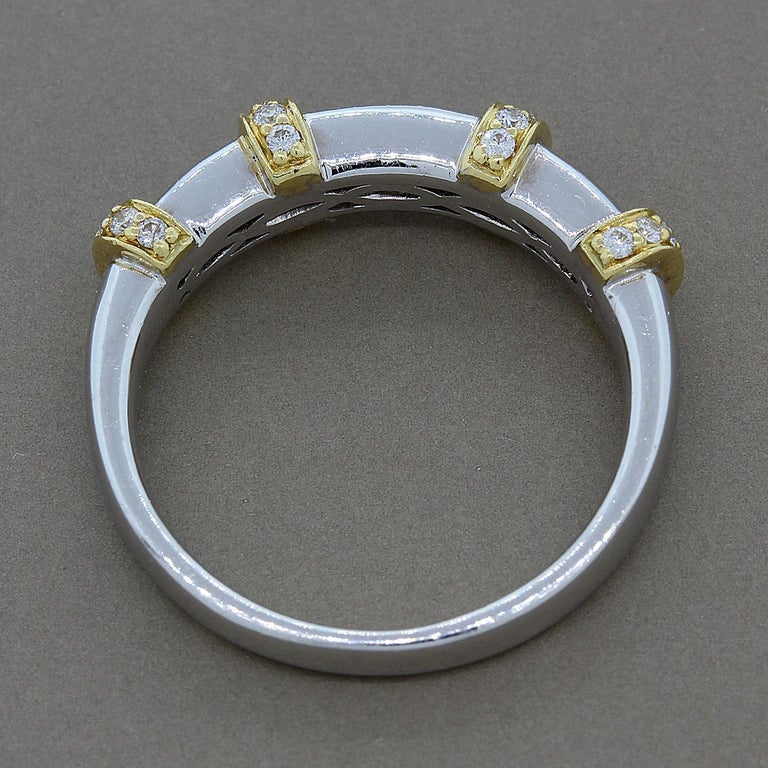 Diamond Two-Tone Gold Band Ring at 1stDibs