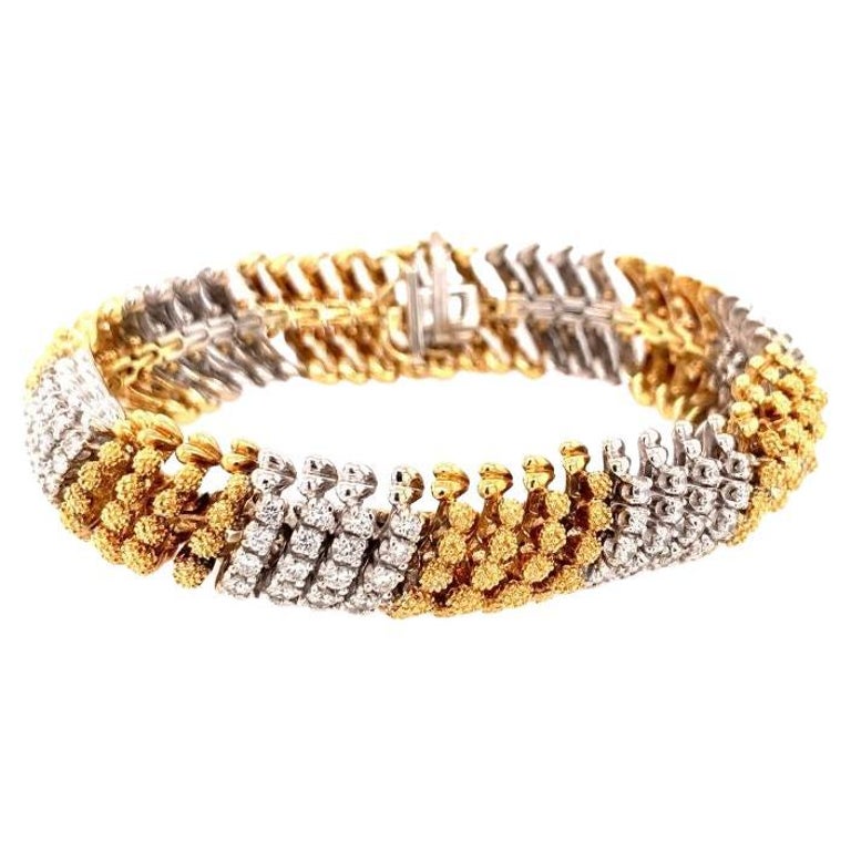 Diamond Two-Tone Gold Bracelet, circa 1960s For Sale at 1stDibs