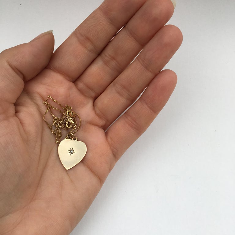 Diamond Vintage Gold Jewelry Charm Necklace Heart Coin Brilliant Cut ...