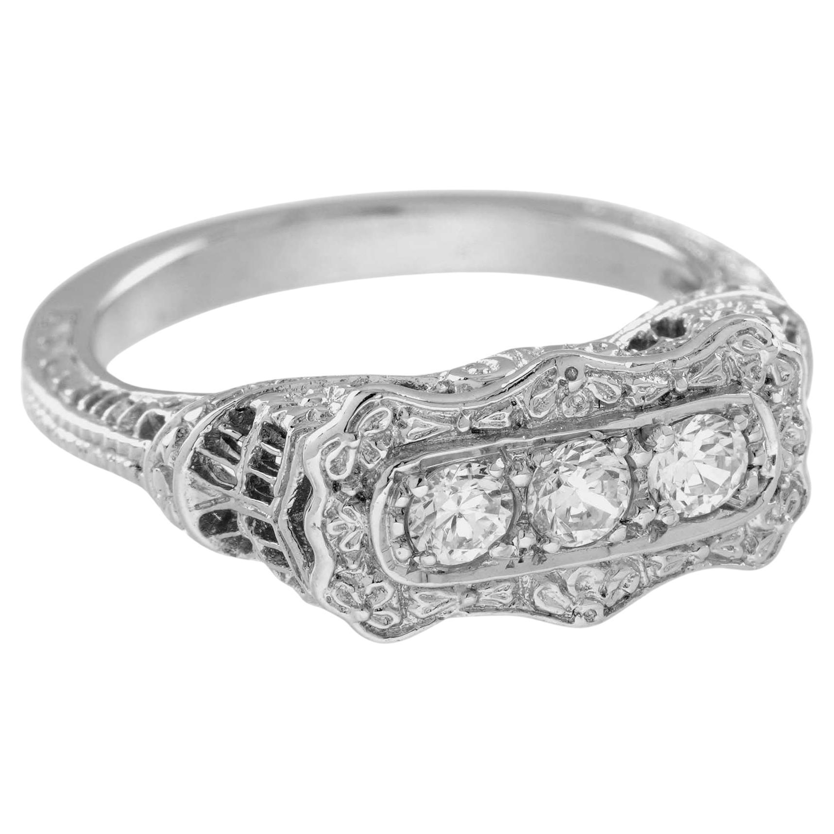 Customizable Natural London Blue Topaz Vintage Style Filigree Three ...