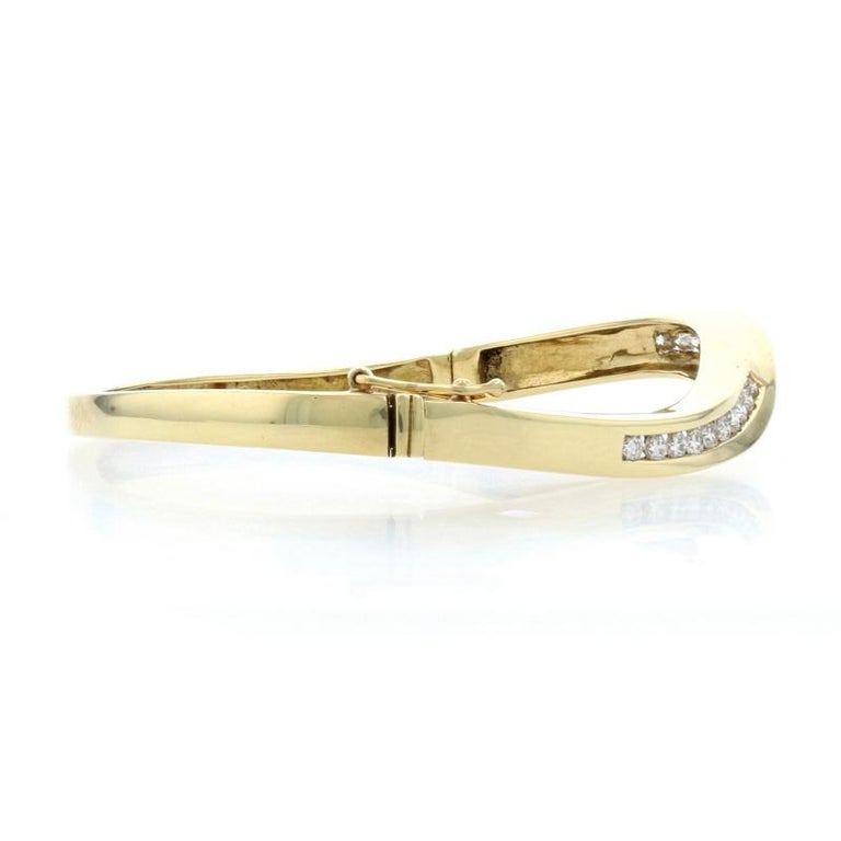 Diamond Wave Bangle Bracelet, 18k Yellow Gold Round Brilliant 1.05ctw ...