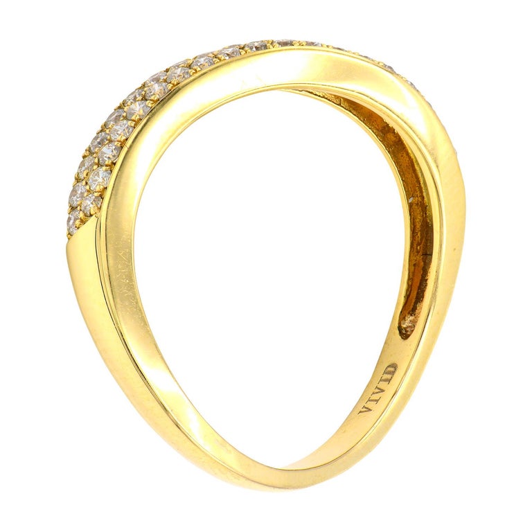 Diamond Wave Ring Yellow Gold For Sale at 1stDibs