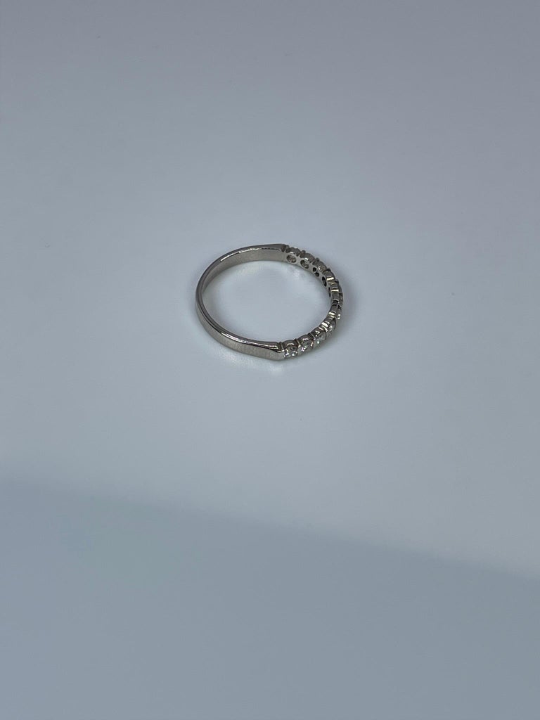 Diamond Wedding Band 14kt White Gold 0.44ct Simple Hald Way Diamond ...