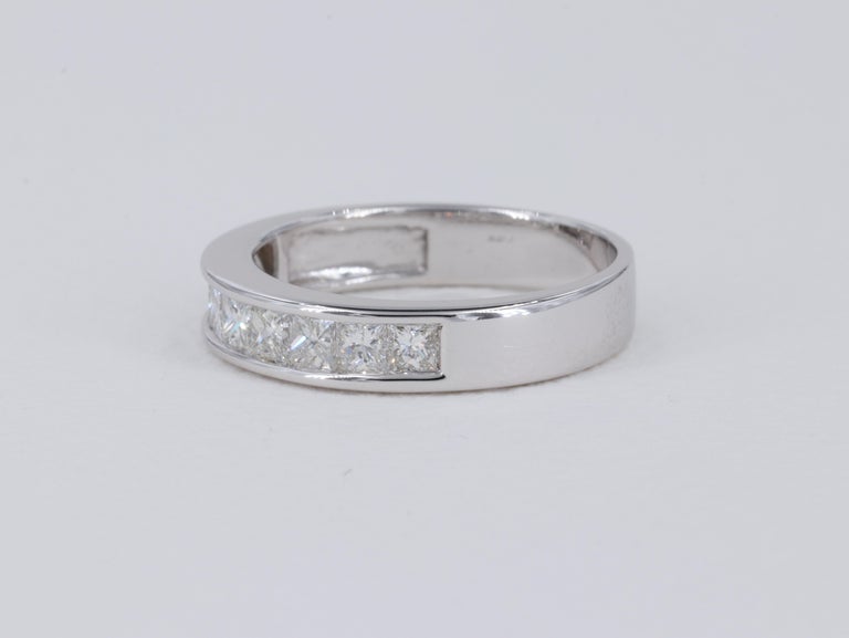Diamond Wedding Band Princess Cut Channel Set in White Gold For Sale at ...