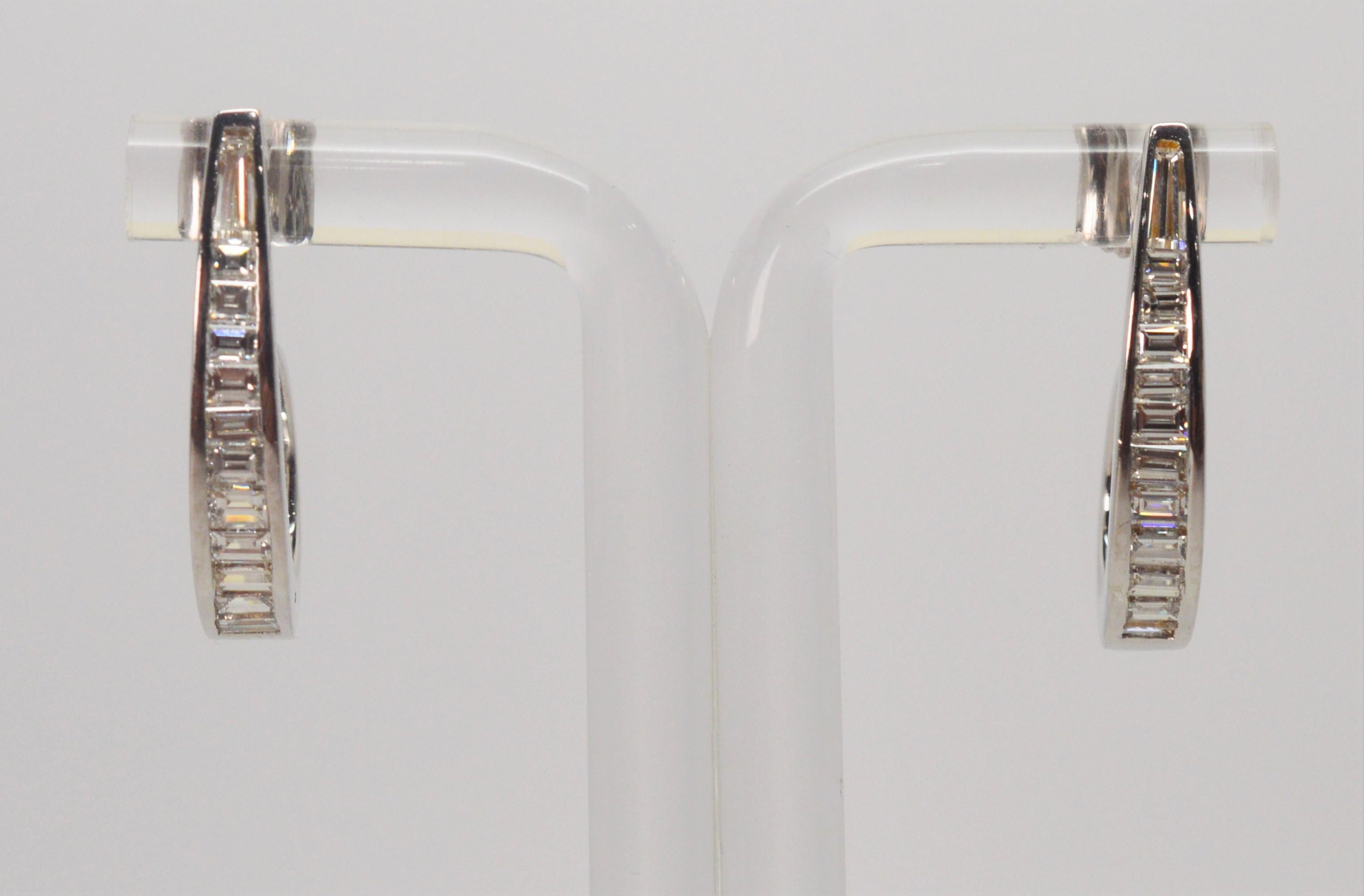 Diamond White Gold J Hoop Earrings For Sale at 1stDibs | j hoop diamond ...