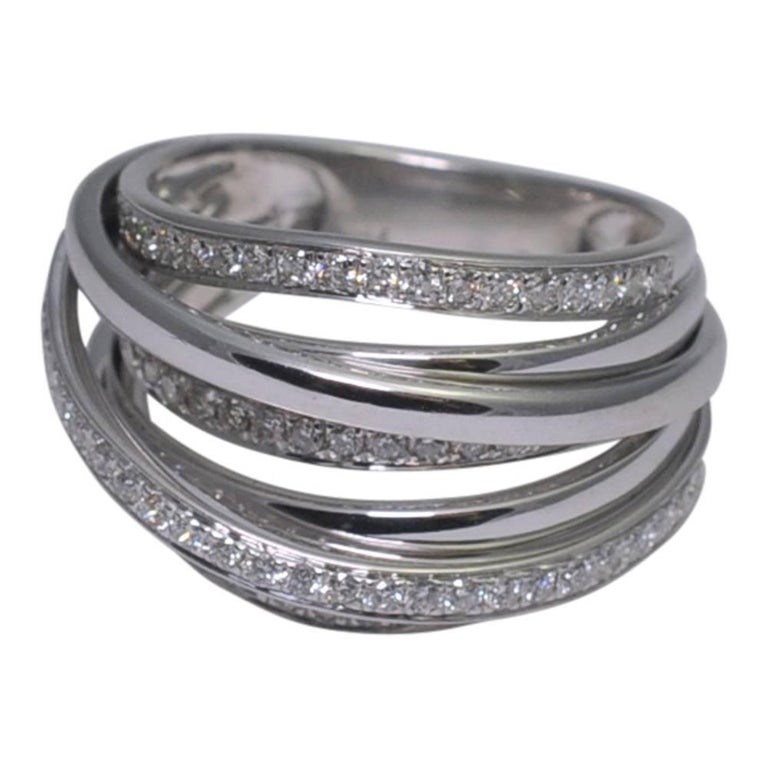 Diamond White Gold Multi Band Ring at 1stDibs