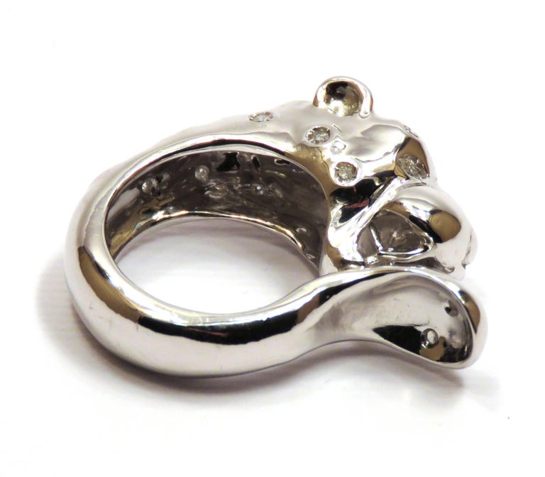 Diamonds 18 Kt White Gold Cheetah Ring Handcrafted in Italy by Botta ...