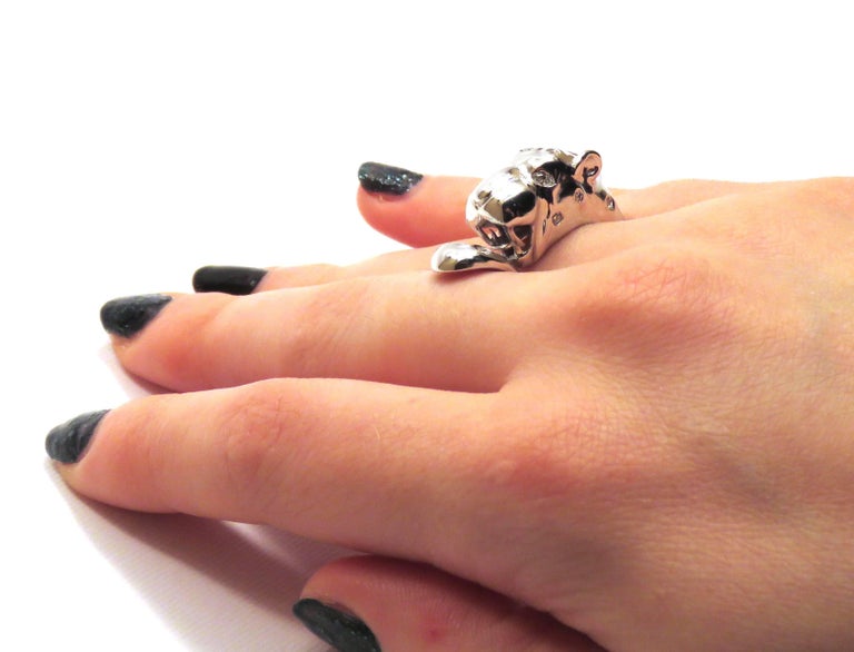 Diamonds 18 Kt White Gold Cheetah Ring Handcrafted in Italy by Botta ...