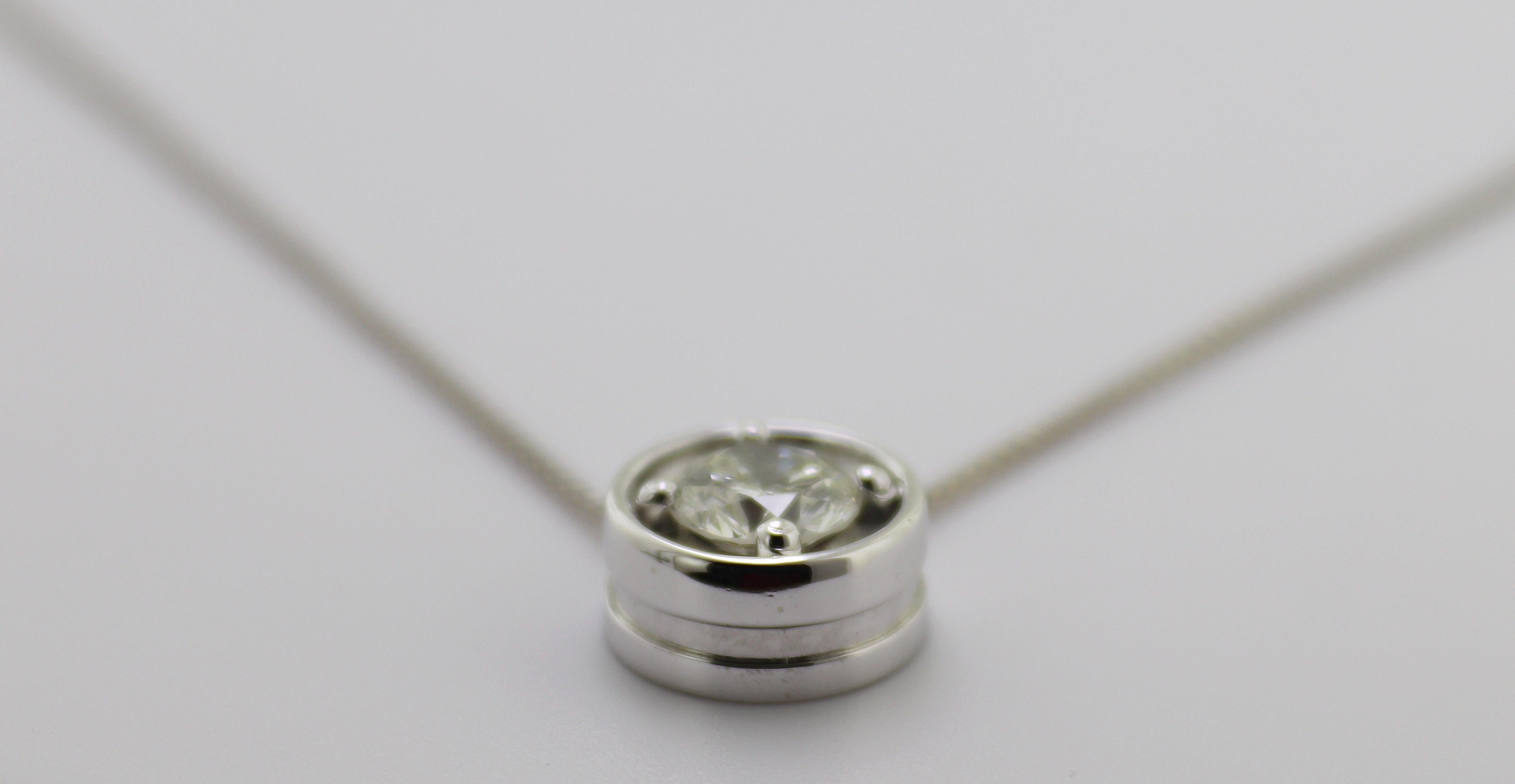 Diamond, White Gold Slide Pendant-Necklace For Sale at 1stDibs