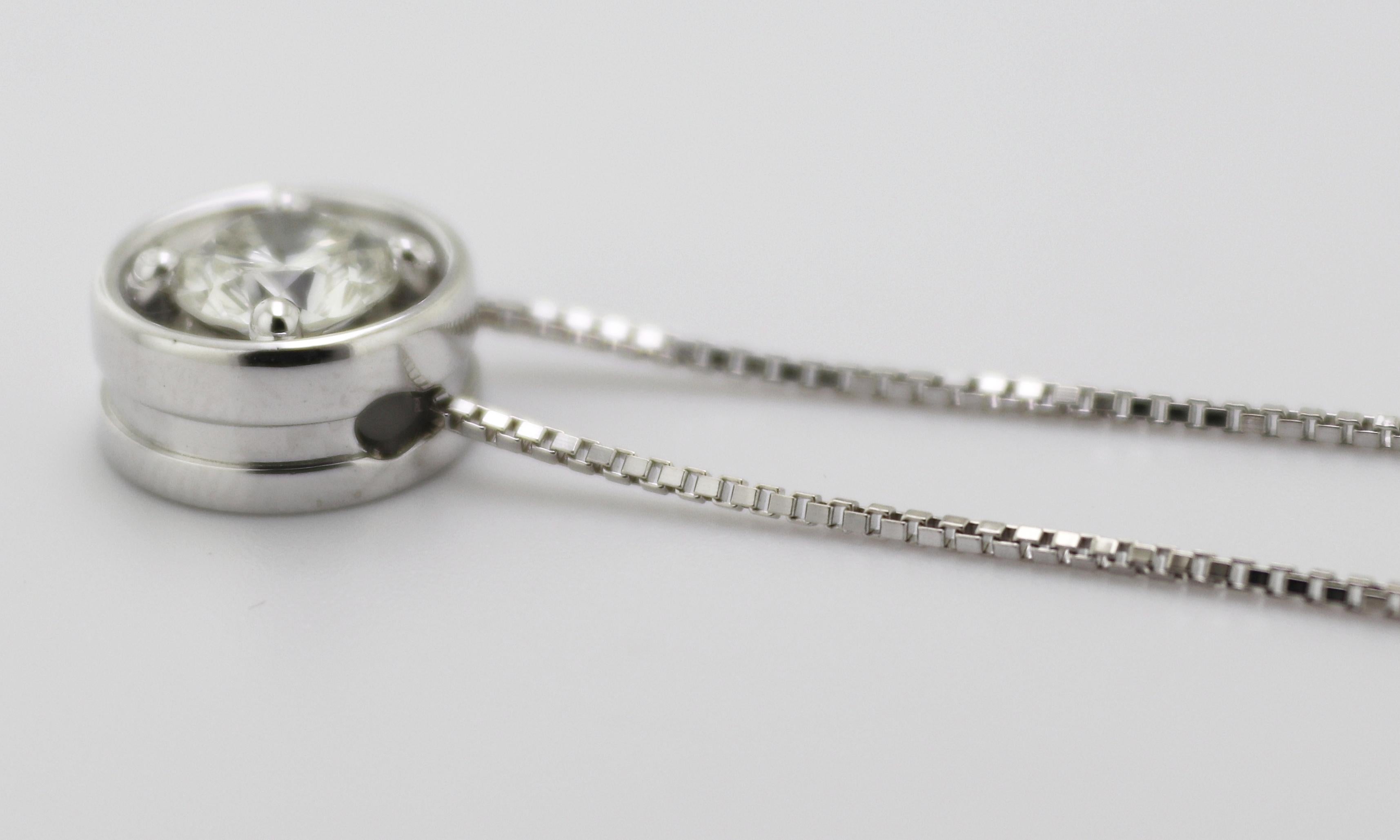 Diamond, White Gold Slide Pendant-Necklace For Sale at 1stDibs