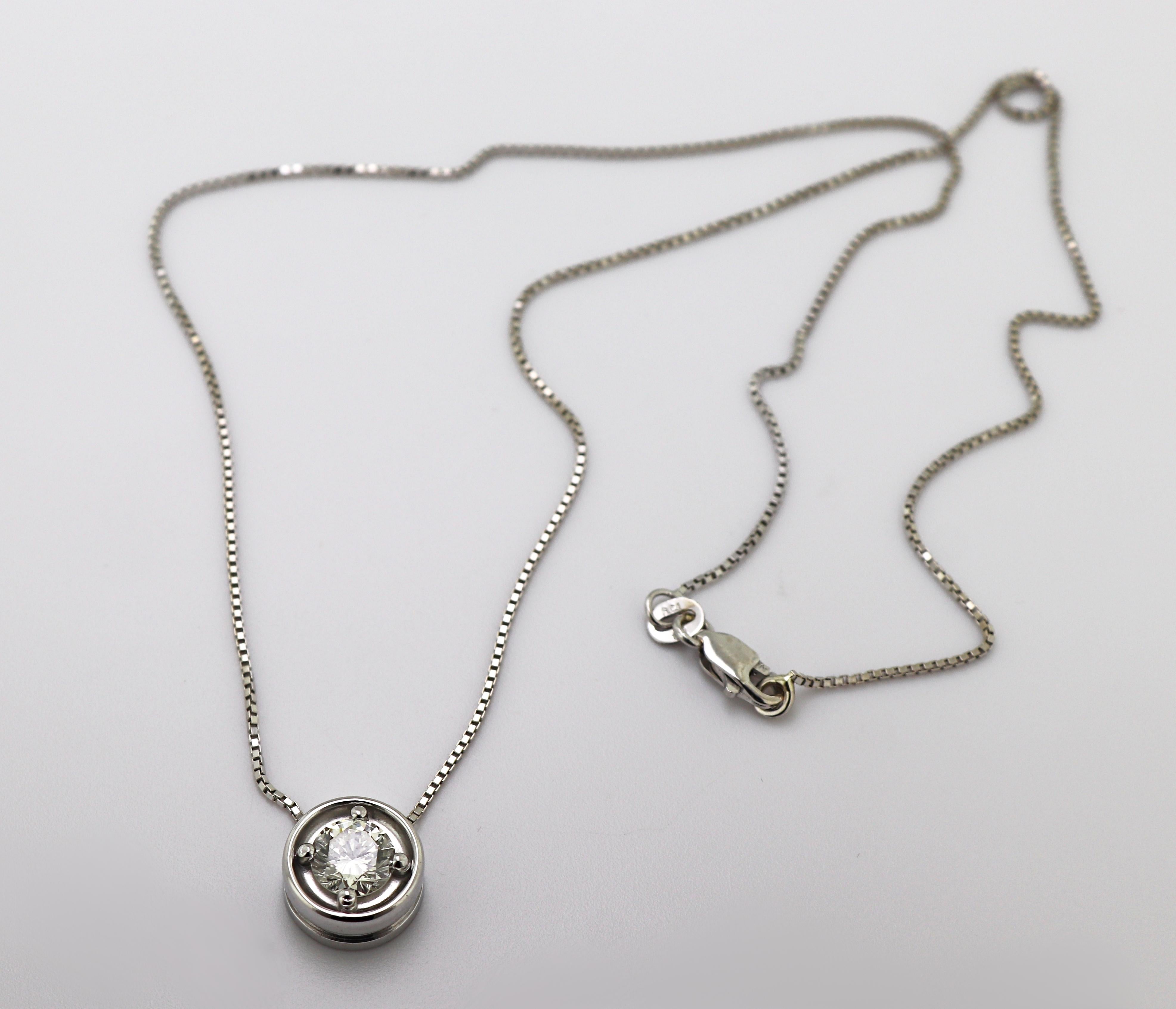 Diamond, White Gold Slide Pendant-Necklace For Sale at 1stDibs