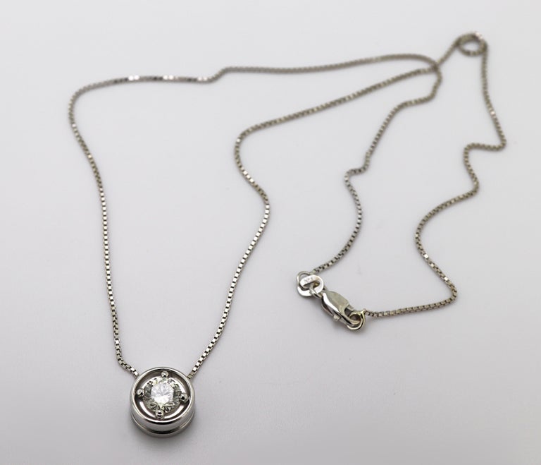 Diamond, White Gold Slide Pendant-Necklace For Sale at 1stDibs