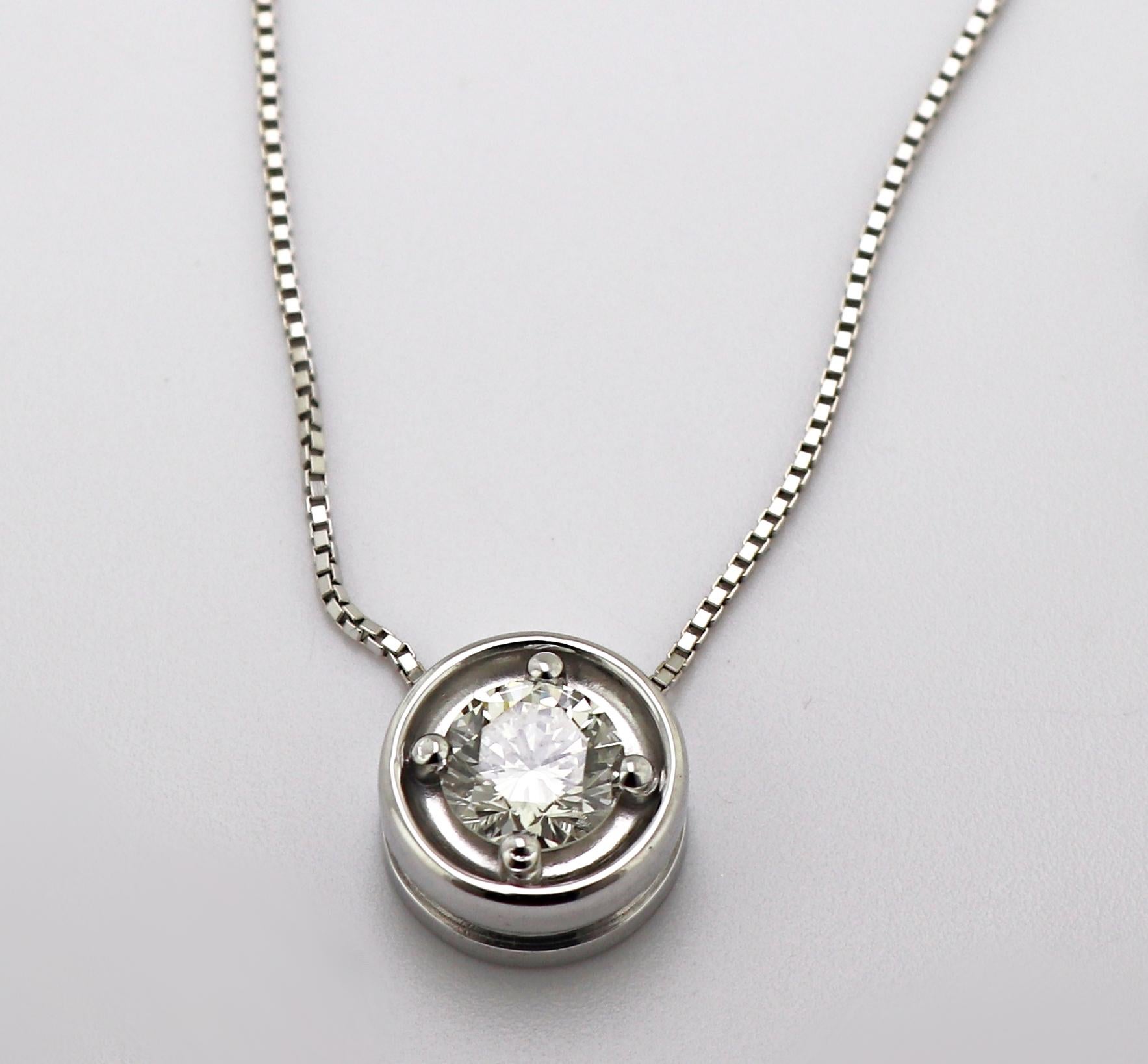 Diamond, White Gold Slide Pendant-Necklace For Sale at 1stDibs