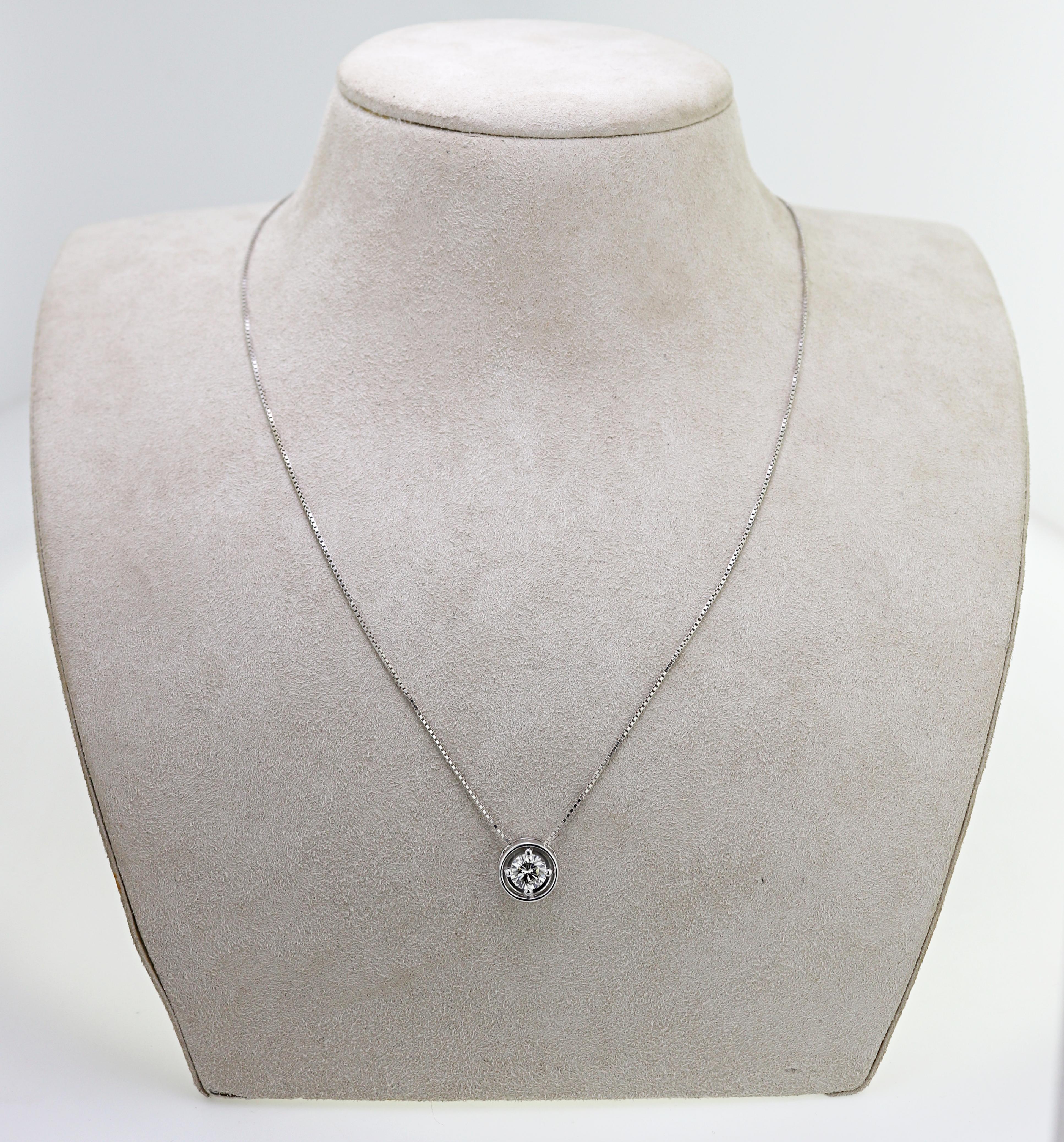 Diamond, White Gold Slide Pendant-Necklace For Sale at 1stDibs