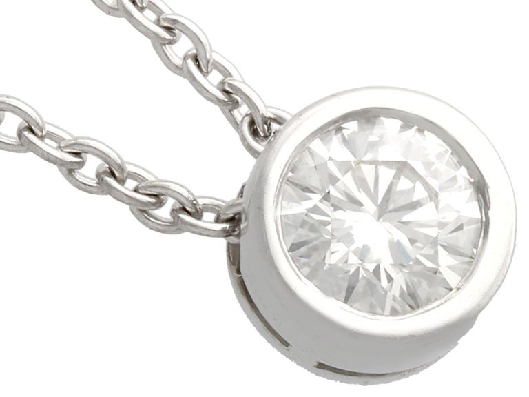Diamond White Gold Solitaire Pendant at 1stDibs