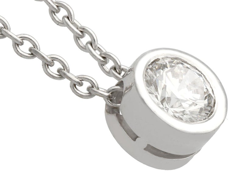 Diamond White Gold Solitaire Pendant at 1stDibs
