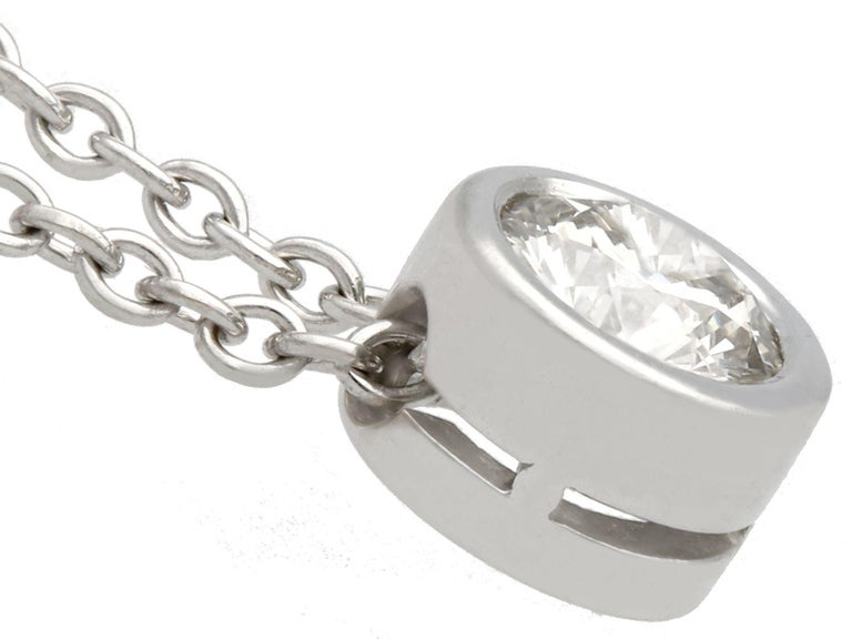 Diamond White Gold Solitaire Pendant at 1stDibs