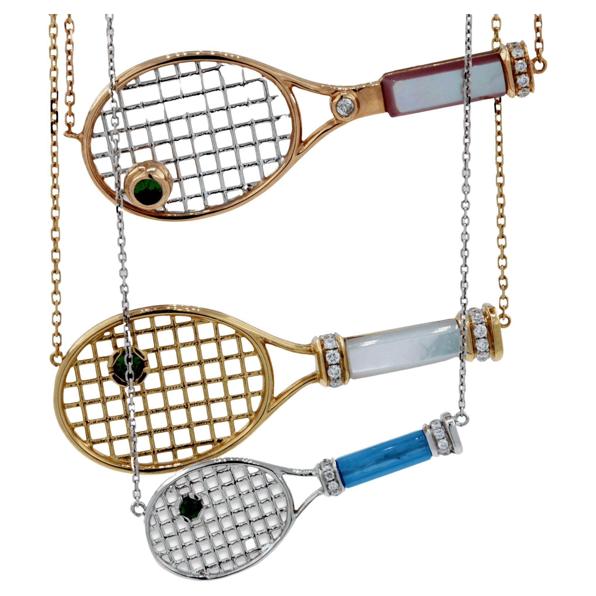 Incogem 14k Gold Racket Pendant For Sale at 1stDibs