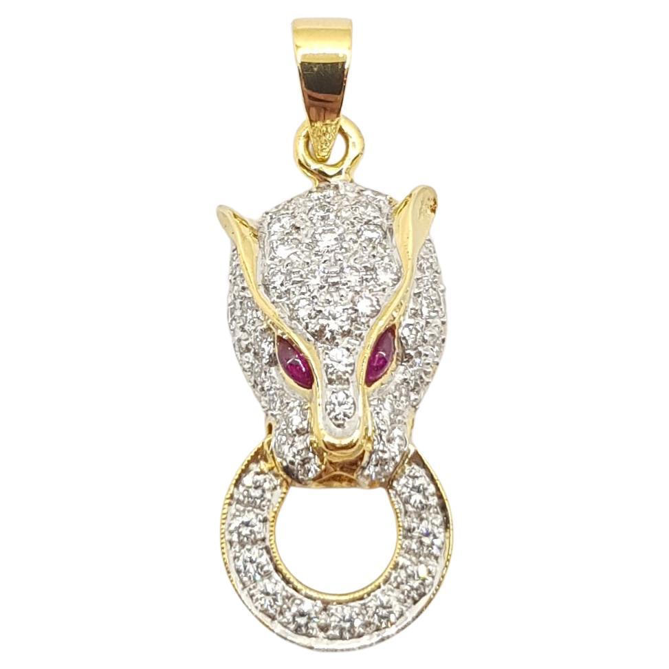 Cabochon Ruby and Diamond Pendant Necklace in 18 Karat Gold with GIA ...