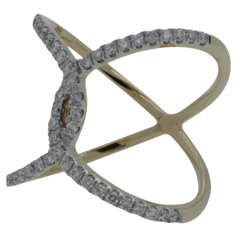 Diamond X Cross Vertical Rings For Sale at 1stDibs