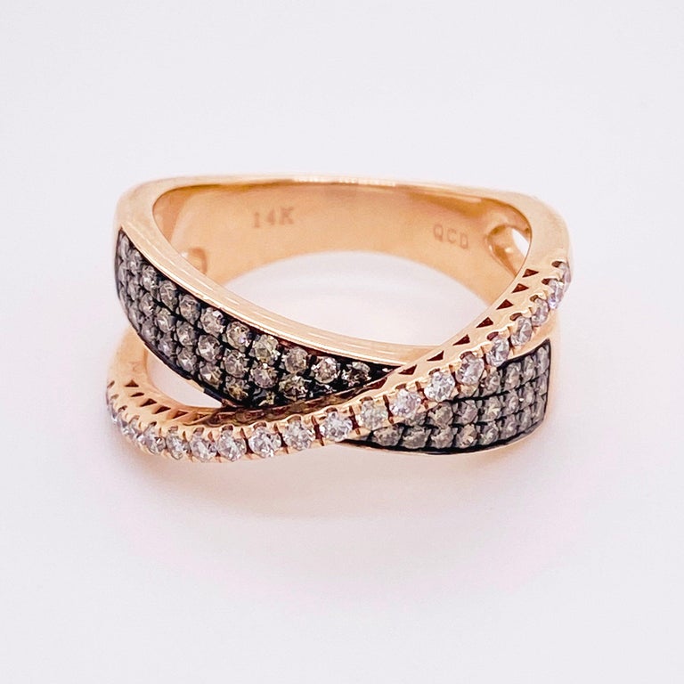 Customizable Diamond X Ring, .75 Carat White and Champagne Diamonds, 14 ...