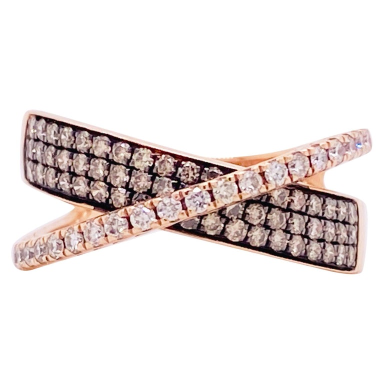 Customizable Diamond X Ring, .75 Carat White and Champagne Diamonds, 14 ...